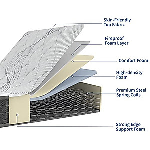 GOJEF Twin Mattress, 8 Inch Hybrid Mattress Twin Size, Memory Foam Mattress in a Box with Breathable Fabric & Supportive Steel Spring Coils, CertiPUR-US Certified & 100 Nights Trial