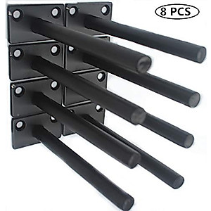 8 Pcs 5" Black Solid Steel Floating Shelf Bracket Blind Shelf Supports - Hidden Brackets for Floating Wood Shelves - Concealed Blind Shelf Support – Screws and Wall Plugs Included
