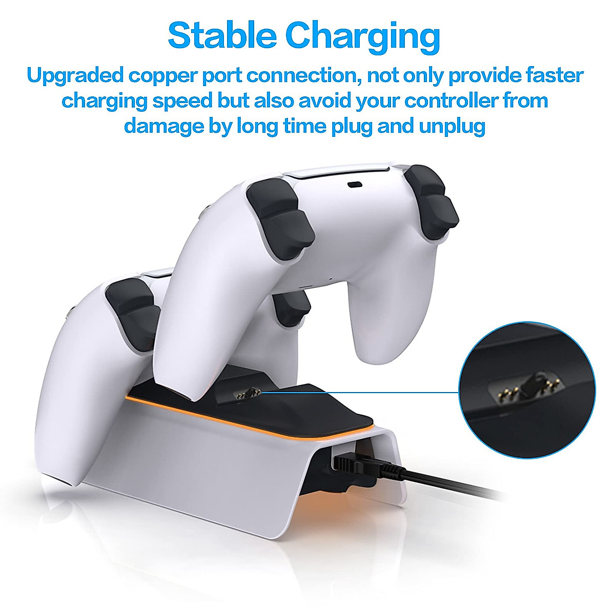 Controller Charging Station, SEVENKA Charger Dock, Fast Charging Stand Compatible with PlayStation 5/PS5 Dualsense Controller, Dual USB C Fast Charging for Dual Controller