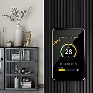 Smart WiFi Thermostat with App Control, IP20 Protection Transparent Screen 100-250VAC 1℃ Home Smart WiFi Thermostat with Screws for Water Heating (16A)