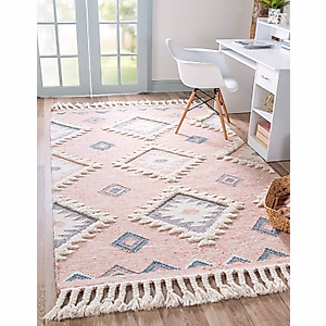 Unique Loom Mesa Collection Area Rug - Papago (8' x 11' Rectangle, Pink/ Cream)