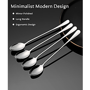 Lovingly Yours 7.5-Inch Long Handle Ice Tea Spoons, Ice Cream Spoons, Coffee Spoons, Long Spoons for Stirring, Stainless Steel Spoons for Dessert, Sundae, Shakes