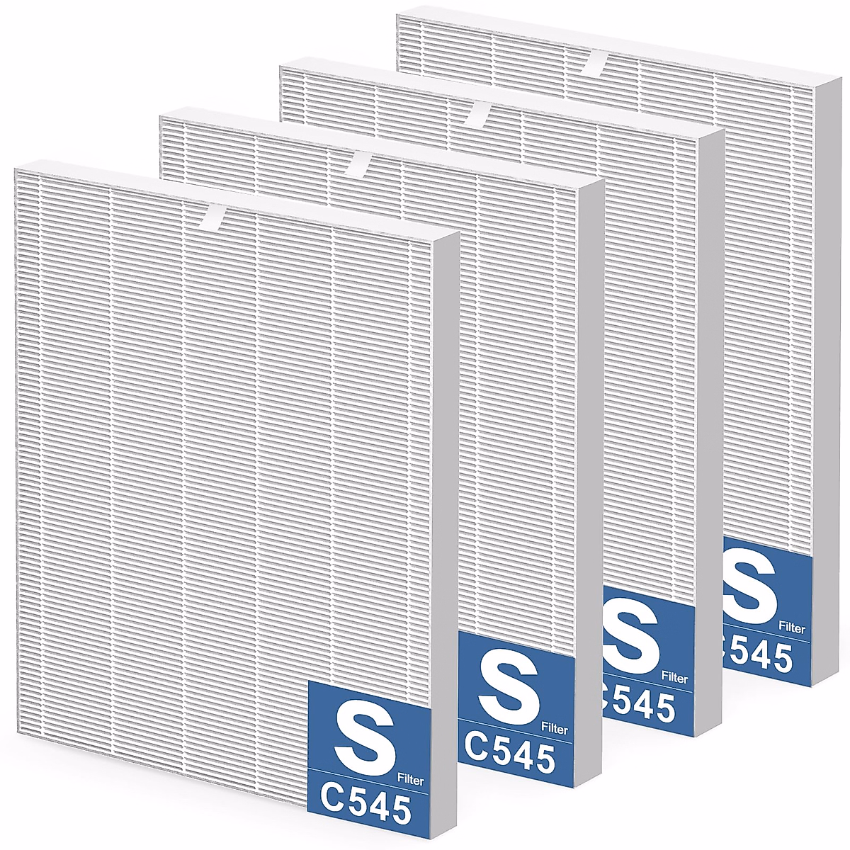 4 Pack C545 True HEPA Replacement Filter S Compatible with Winix C545 Air Purifier, Replaces Part 1712-0096-00 and 2522-0058-00, H13 True HEPA Filter Only