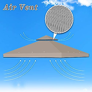 Strong Camel Dual Tier Gazebo Replacement 10' x 10' Canopy Top Cover Awning Roof Top Cover (Taupe)