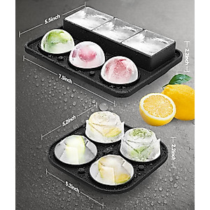 Ice Cube Tray with Lid, Silicone Ice Molds with Round, Square, Diamond, Rose, Large Ice Cube Mold for Whiskey, Bourbon, Cocktails, Easy Release BPA Free, Set of 2