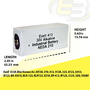 Exell Battery 413A 30V NEDA 210 Alkaline Battery Fits Replaces Gooch & Housego OL Series 730-Ge Detector, VOM's, Triplett 630, 20F20, 210, 413, 413A, 523, 8123, A413, B123, BA 305/U, BLR-123, BLR123