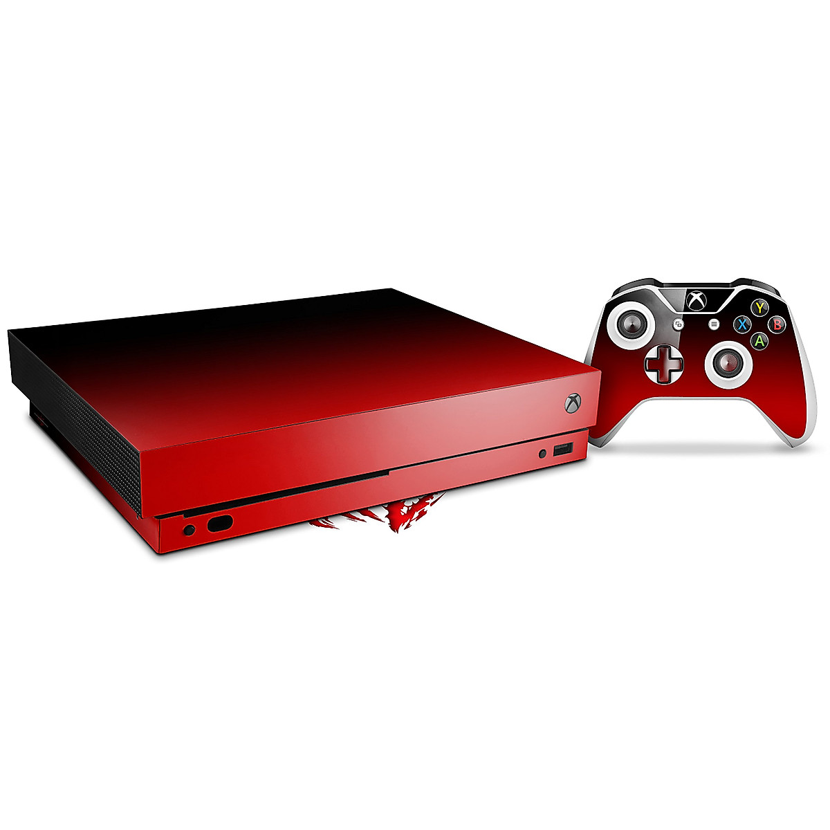 WraptorSkinz Decal Vinyl Skin Wrap Compatible with Xbox One X Console and Controller - Smooth Fades Red Black