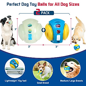 KGPERGU 2 Pack Giggle Ball for Dogs, Interactive Dog Toys for Treat Dispensing, Glow Ball Durable Puppy Toys to Keep Them Busy, Multifunctional Dog Toys for Teething/Slow Feeder/IQ Training/Playing