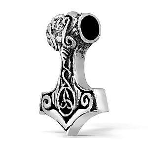 WithLoveSilver Sterling Silver Trinity Celtic Viking Amulet Hammer of Thor (Mjolnir) Pendant