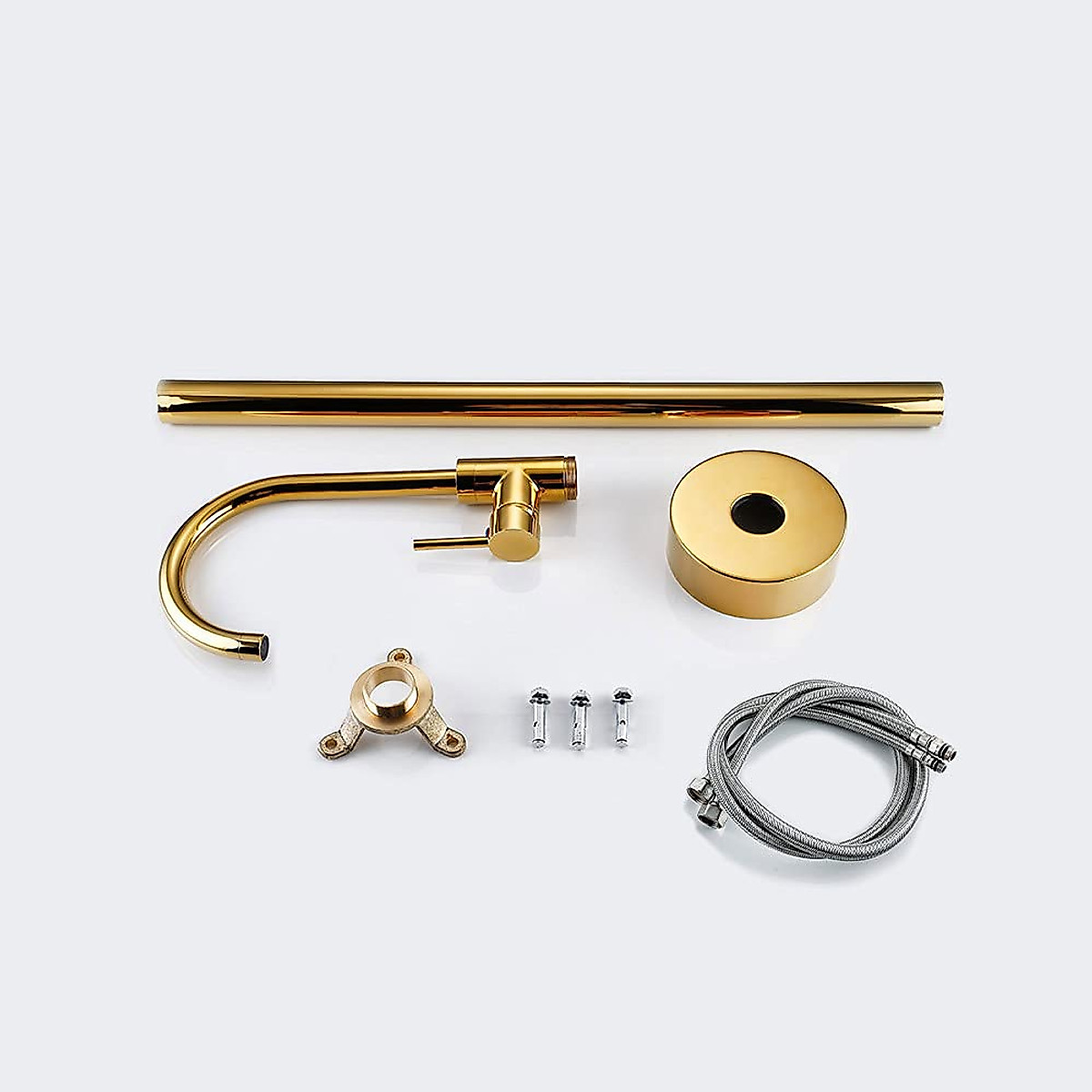 Akitbahome Freestanding Bathtub Faucet Tub Filler Faucet in Plating Gold,Floor Mount Single Handle Bathroom Shower