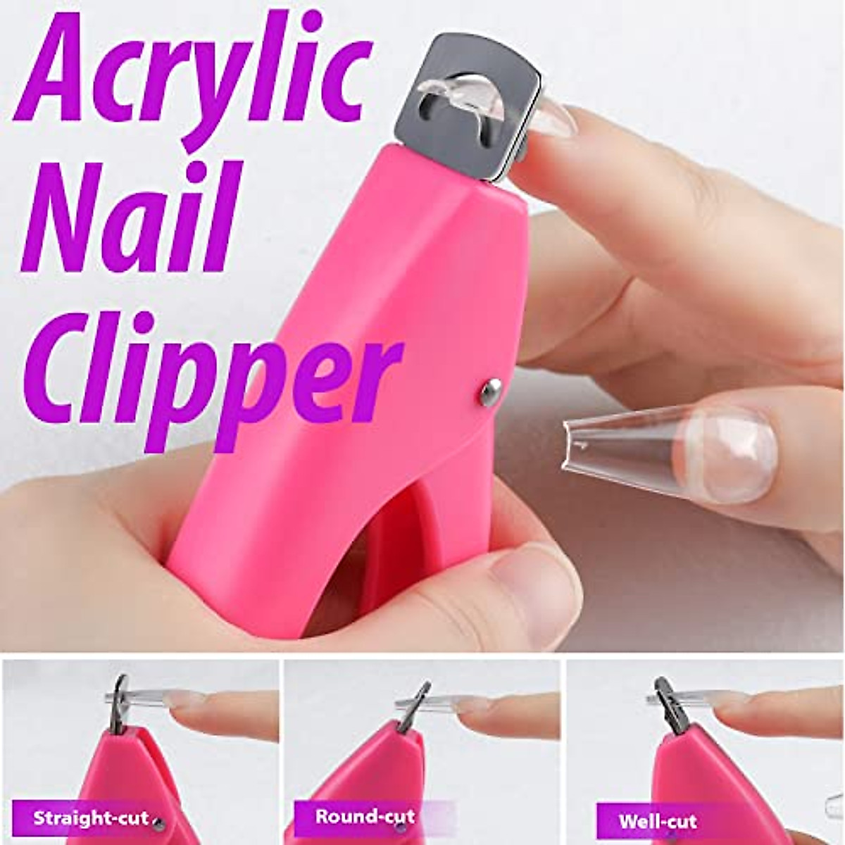 Clear Coffin Nail Tips Set, Teenitor Long Acrylic Nail Tip Full Cover Clear Press On Nails, 600pcs Ballerina False Nails Tips With Nail Glue, Acrylic Nail Clipper Files And Buffer Polisher Nail Brush for Beginners