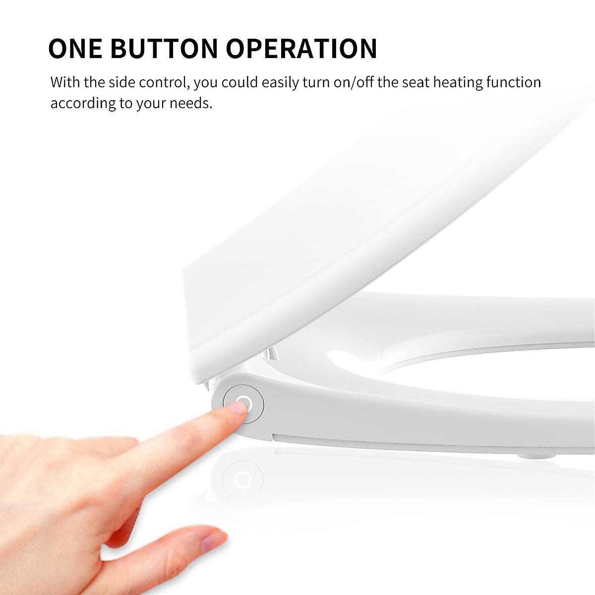 LEIVI Heated Toilet Seat with Built-in Side Control, Lid and Seat Soft Close, Auto Night Light, Easy Installation, Elongated