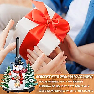 Snowman Paper Towel Holder Meatal, Green Paper Towel Holder Stand Lage, Snowman Christmas Decorations Indoor Home Kitchen Bathroom Decor (6.7*6.7*13.4inch) Winter Farmhouse Bathroom Countertops Decor