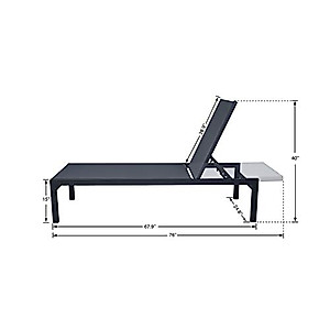 Kozyard Modern Full Flat Alumium Patio Reclinging Adustable Chaise Lounge with Sunbathing Textilence for All Weather, 5 Adjustable Position, Very Light, Anti-Rusty (Gray)