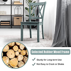 Giantex Set of 2 Dining Chairs, Rubber Wood Dining Room Chair, Farmhouse Dining Side Chairs, Max Load 400 Lbs, Wooden Kitchen Chairs for Home Kitchen, Dining Room