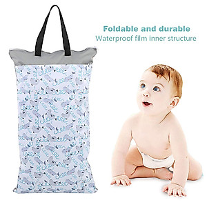Zerodis Wet Dry Cloth Diaper Bags, Double Zippers and Double Pockets Large Hanging Reusable Wet Pail Bag for Beach Pool Gym Wet Dirty Clothes