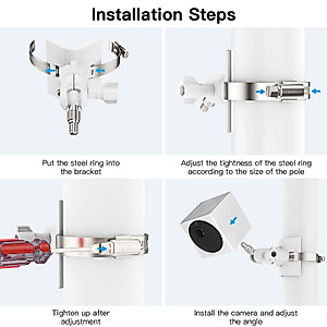 Holaca Pole Mounting Bracket for Wyze Cam Outdoor/V3/V3 Pro/V4,Adjustable Wall Mount for Wyze Camera Home Camera System,Applicable Pipe Diameter Size 1.18-7.87 inch (30mm-200mm) White