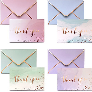 Heavy Duty Watercolor Assorted Thank You Cards with Envelopes - 36 PK - Rose Gold Thank You Notes 4x6 Inches Baby Shower Thank You Cards Wedding Thank You Cards Small Business Funeral Bridal Shower
