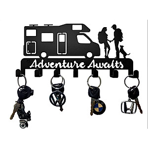 HeavenlyKraft Key Holder for Wall Adventure Awaits Key Holder Wall Mounted Key Holder Keychain Holder Keychain Hanger Metal Key Holder Key Rack for Wall Metal Key Rack for Entryway, Hallway