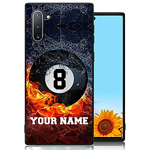 Personalized Billiard Balls Name Number On Water Fire Design Rubber Cover Phone Case for iPhone15 14 11 12 13 PRO MAX XR XS MAX 8 PLUS 6S PLUS Custom Billiard Phone Case