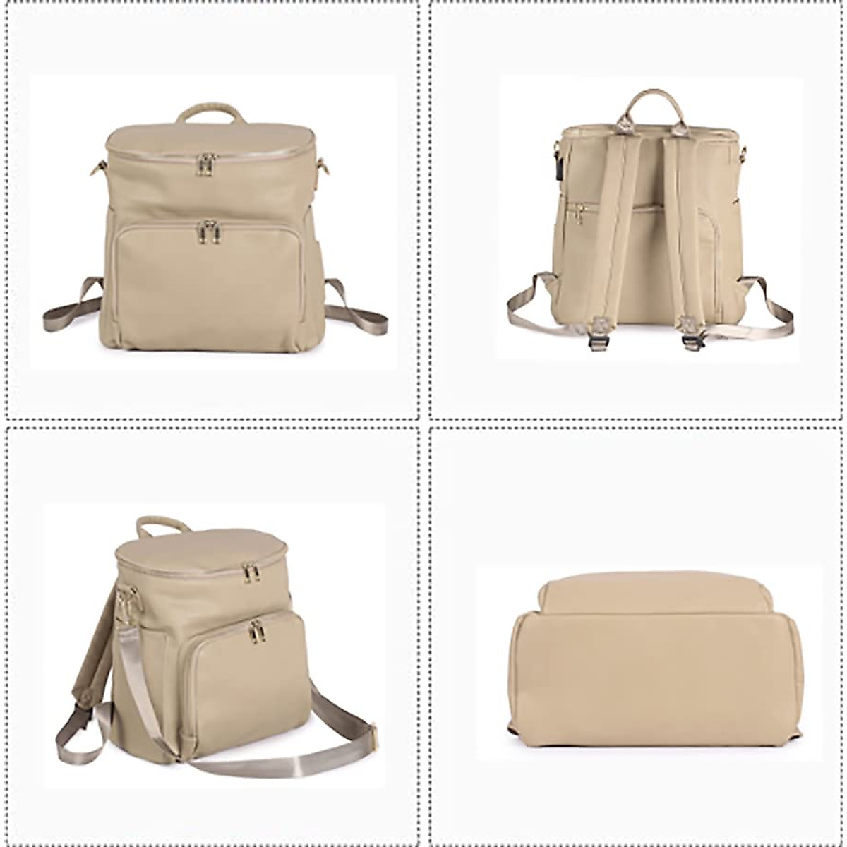 LULUPAK Diaper Bag 6-in-1 Backpack with USB (Beige)