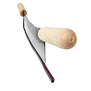 EROL Carbon Steel (15.7 in/40 cm) Mincing Knife Double Handle Handmade Forged Gourmet Professional Chef Butcher Chopping Handled Curved Kebab Meat Mezzaluna Herb Big Blade Kitchen Cleaver