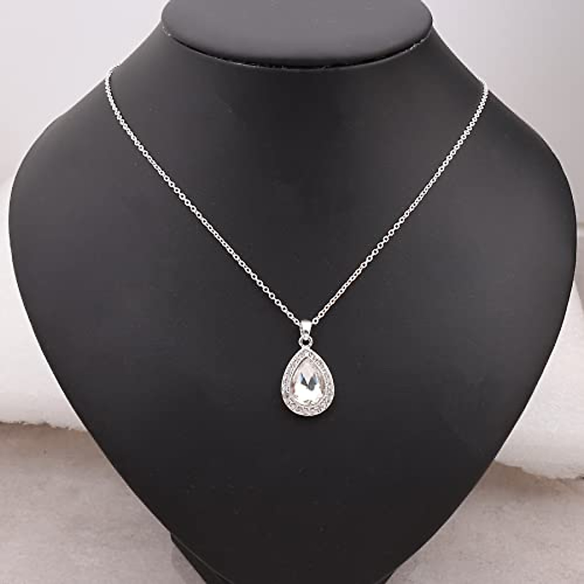 OTTFF Teardrop Jewelry Set for Bridal Bridesmaid,8 Sets Silver Plated Necklace Earrings Bracelet Set For Wedding Gift