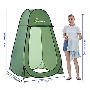 WolfWise Portable Pop Up Privacy Shower Tent Spacious Changing Room for Camping Hiking Beach Toilet Shower Bathroom Green