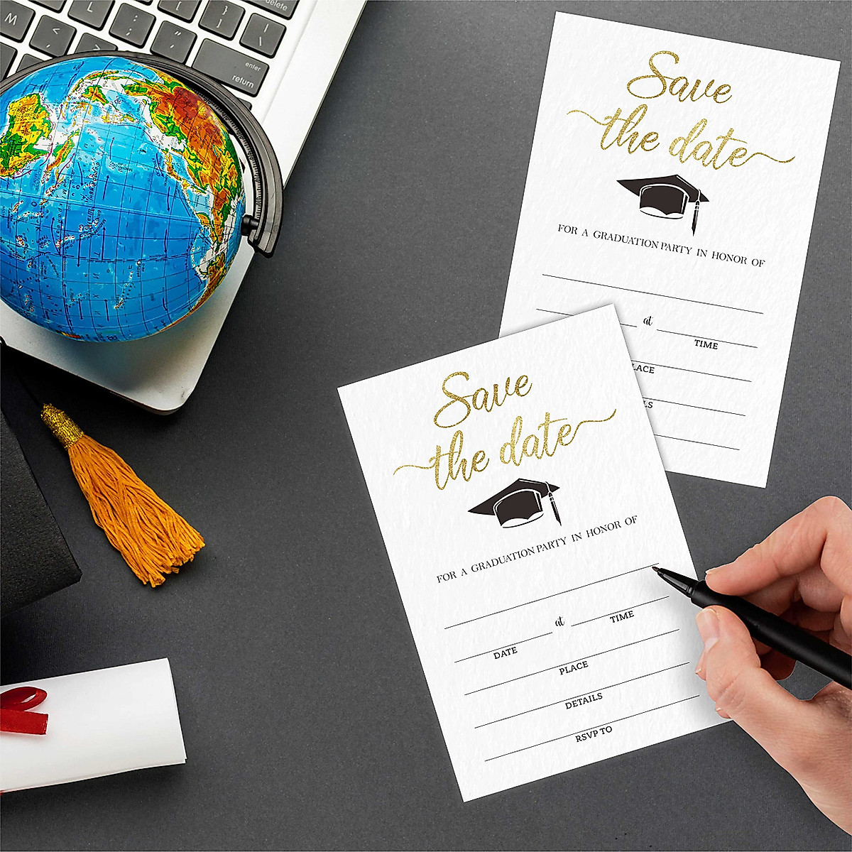 Save The Date Graduation Party Invitations With Envelopes(20 Pack), grad cap 2023 Grad Party Announcement Invite Cards For Him or Her, University Grad Celebration,Party Favors & Supplies-BYYQK-A04