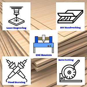 Premium Baltic Birch Plywood,3 mm 1/8"x 12"x 18" Thin Wood 6 Flat Sheets with B/BB Grade Veneer for DIY Arts and Crafts,Woodworking,Scroll Sawing Projects,Painting,Drawing,Laser Cutting Projects