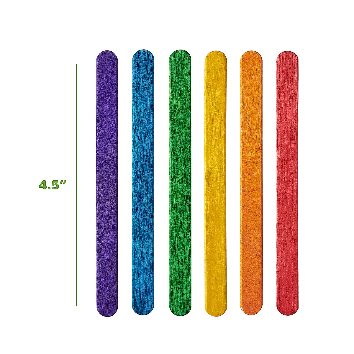 Colored Popsicle Sticks for Crafts - [200 Count] 4.5 Inch Multi-Purpose Wooden Sticks