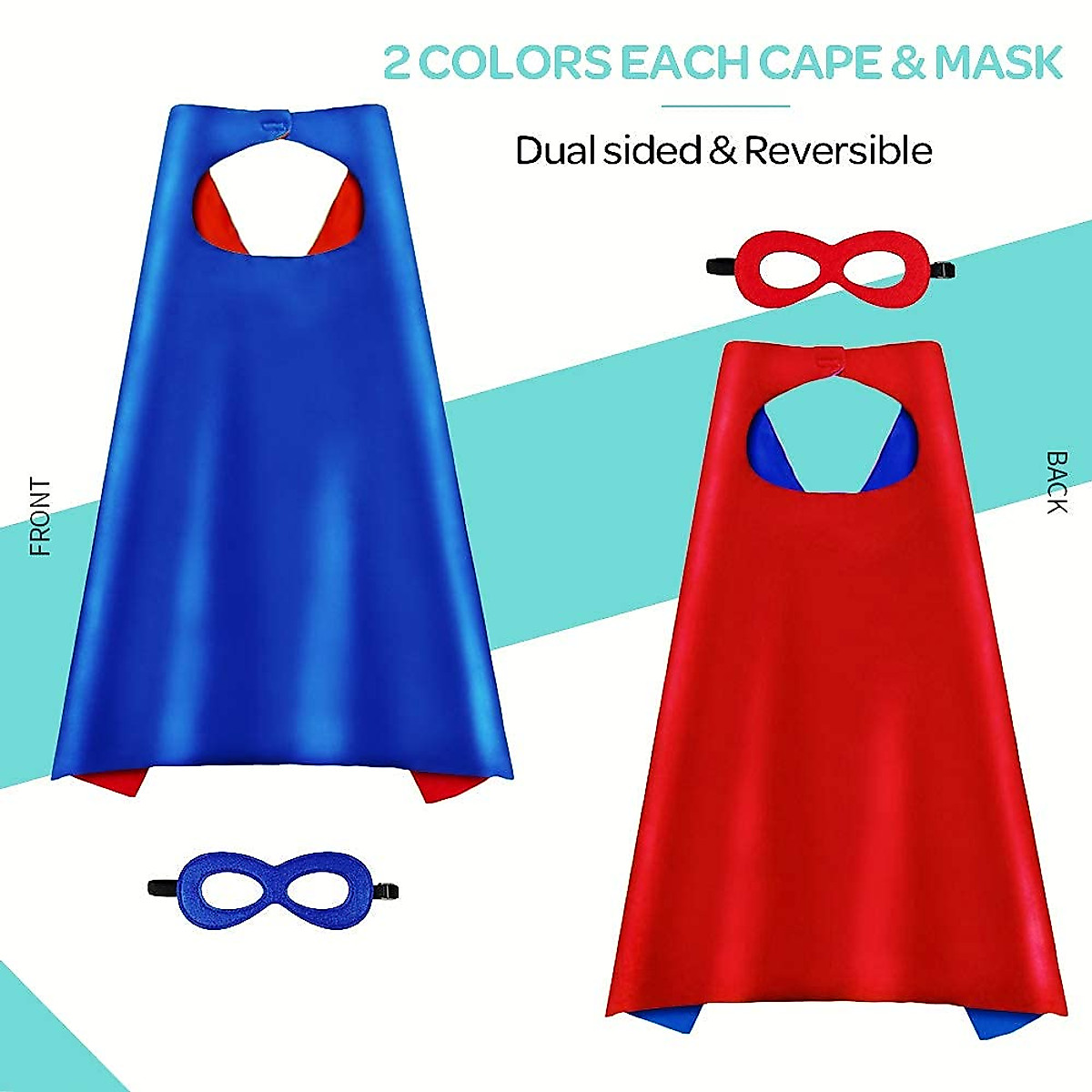 AIMIKE Superhero Capes and Masks, DIY Dress Up Capes and Masks Set, 4 Packs with Stickers
