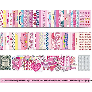 YZEASYPINK 120 Pcs Preppy Wall Collage Kit Aesthetic Pictures,Trendy Pink Photo Collage Kit,Preppy Room Decor Aesthetic,Preppy Things for Teen Girls,Cute Posters for posters for room aesthetic