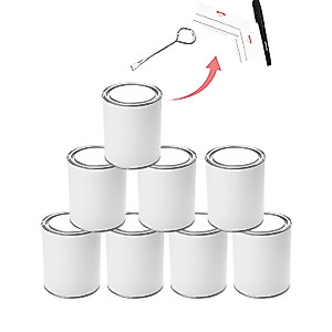 BLYSK Empty Metal Quart Paint Cans with Lids Paint Storage Containers Unlined Multipurpose for Art, Crafts DIY Free Can Open, Marker & Labels (8 White)