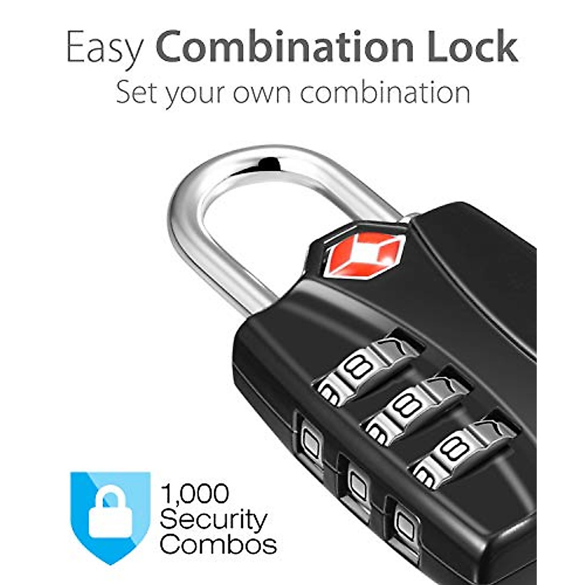 TSA Accepted Luggage Locks, Fosmon (3 Pack) Open Alert Indicator 3 Digit Combination Padlock Codes with Alloy Body for Travel Bag, Suit Case, Lockers, Gym, Bike Locks or Other
