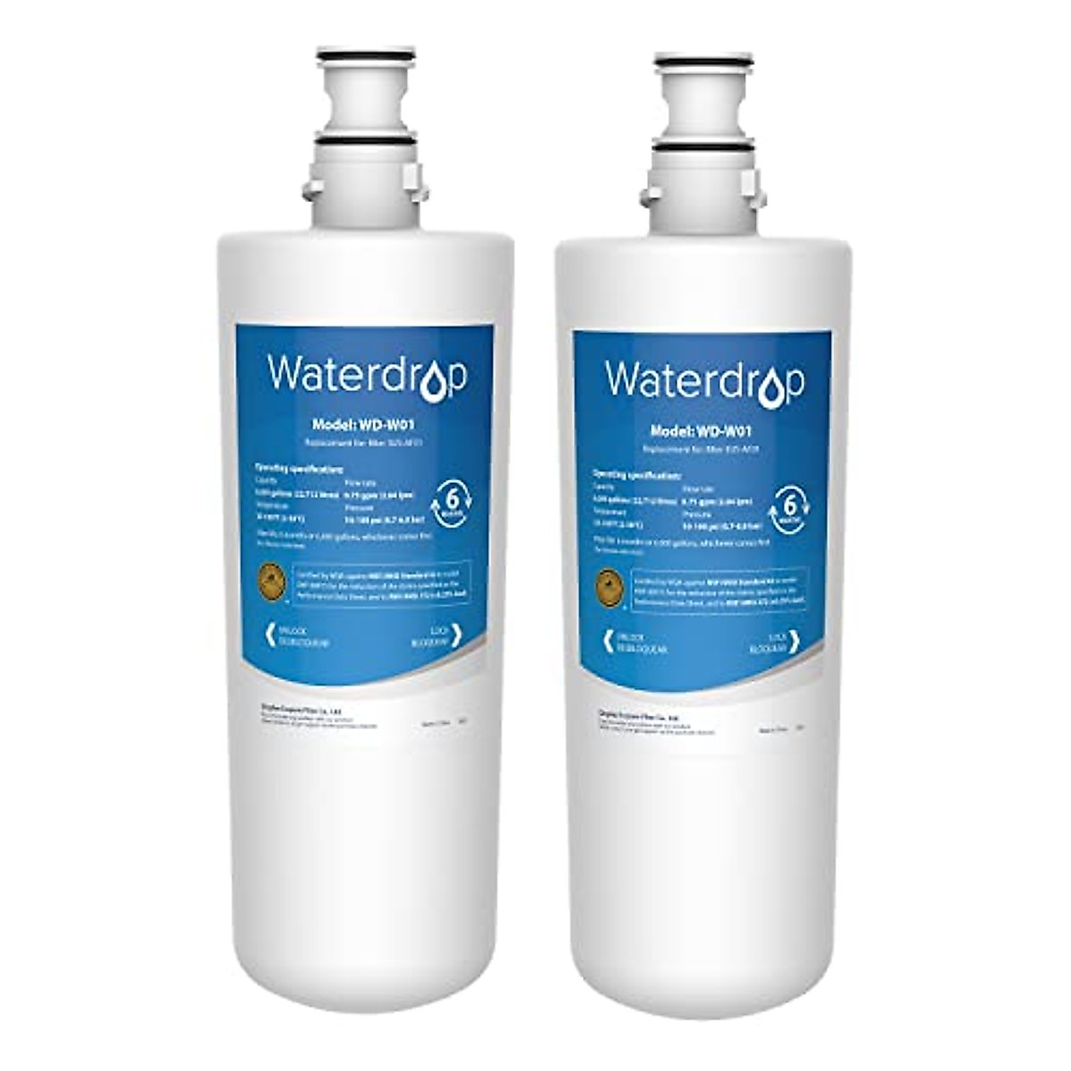 Waterdrop 3US-AF01 Under Sink Water Filter, Replacement for Standard 3US-AF01, 3US-AS01, Aqua-Pure AP Easy C-CS-FF, WHCF-SRC, WHCF-SUFC, WHCF-SUF, NSF/ANSI 42 Certified, Pack of 2