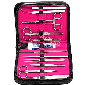 New Premium Stainless Steel Biology Lab/Anatomy/Medical Student Dissection Kit Set - Scalpel Knife Handle,Blades, Forceps, Scissors and Tweezers- Student Use and Veterinary (Set of 27 Each)