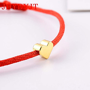 YJT Heart Wish Bracelet/Anklet That Fall Off Make A Wish Red String Bracelets for Women Teen Girls Handmade Jewelry Adjustable 7" to 11.8", 10 pc