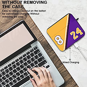 Basketball 8/24 Case Cover for Airpods 3rd Generation (2021) with Keychain for Fans Boy Men Girl Teen Jersey Cool Fun Design Mamba Spirit Square ​Hard Skin Protective Case Compatible with Airpods 3