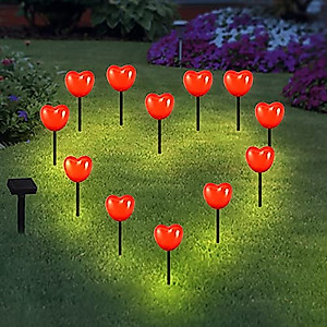 Solar Heart Light, Valentine's Day Outdoor Decorations Lights, Solar Lights LED Stakes Outdoor Red Heart-Shaped Light Garden Decor Atmosphere Light Ground Inserting Waterproof Lamp
