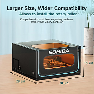 Laser Engraver Enclosure with Removable Bottom Bracket, Dust&Smoke Proof Laser Cutting Enclosure Tent with LED Strip, Fan and Pipe for Engraving Work