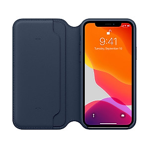 Apple iPhone 11 Pro Deep Sea Blue Leather Folio Case - Slim Fit, Wireless Charging Compatible