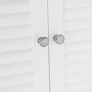 Over The Toilet Storage Cabinet with Adjustable Shelf, Bathroom Organizer Storage Rack, Two Doors, White Over Toilet Bathroom Organizer Paint Smooth Panels and A Black Paint Faux Marble Panel