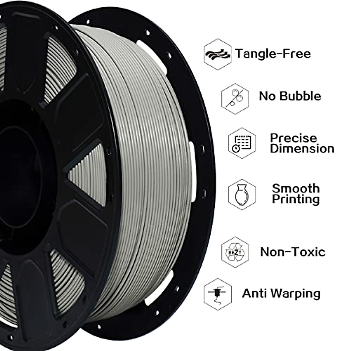 RongTong 3D Printer Filament PLA Plus (PLA+) 1.75mm Grey, PLA + Filament 1kg Spool (2.2lbs) Toughness, 3D Printing Filament PLA Pro, Fit Most FDM Printers, Dimensional Accuracy +/- 0.03mm