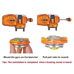 BeyBtatle Burst Gyro Toy Set 1 Spinning Tops 1x Launcher LR Left Right Spin DB Layer System, Metal Fusion Attack Type Battling Game Top with Launcher Toy Gift for Ages 6+