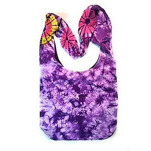 Tie Dye Crossbody Shoulder Hippie Boho Handbag Purse in Purple Large