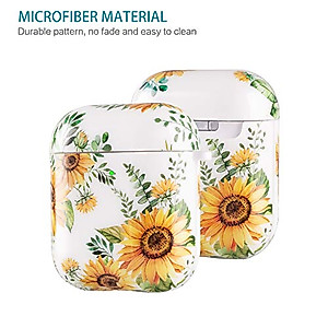 Sunflower Airpod Case, Shockproof Hard Case Cover with Keychain for Apple Airpod Case 2nd 1st Generation, Case for Airpod Boys Girls, Front LED Visible, Support to Wireless Charging