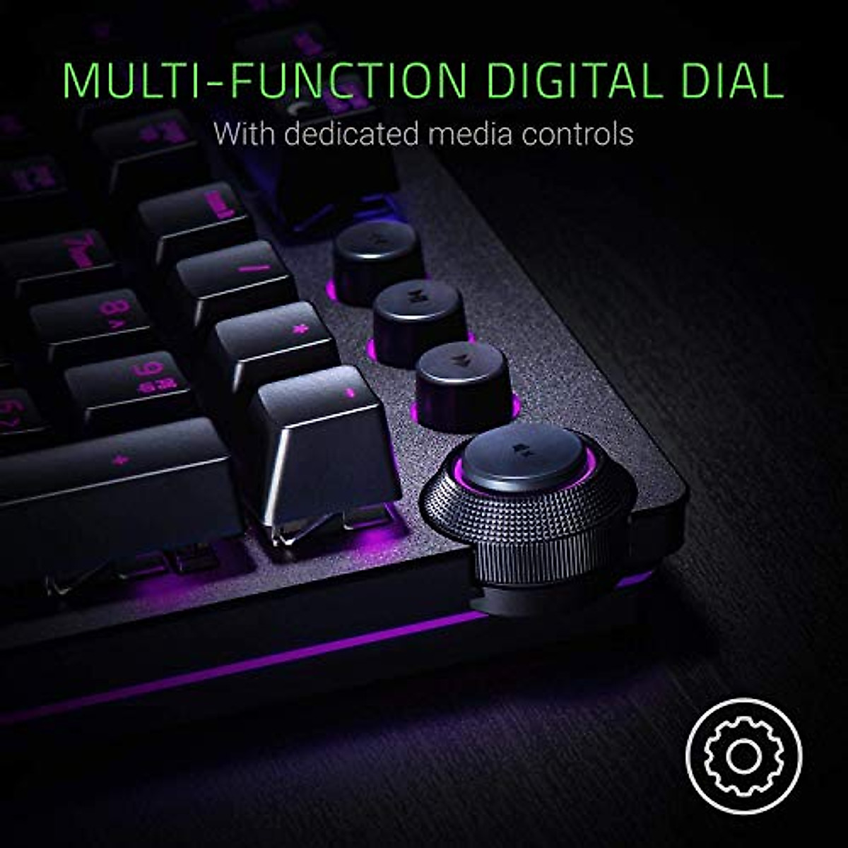 Razer Huntsman Elite Opto-Mechanical Switch Wired Mechanical Gaming Keyboard: Multi-Functional Digital Dial, Multi-Functional Digital Dials, RGB Lighting USB Computer Keyboards for PC Gaming (Renewed)