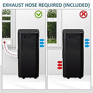 HOMCOM 10000 BTU Mobile Portable Air Conditioner for Home Office Cooling, Dehumidifier, Ventilating, Portable AC Unit with Remote, LED Display, 24H Timer, Auto Shut-Down, Black