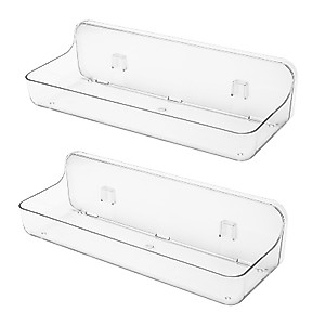 Diesisa 2pc Acrylic Wall Mount Organizer, Adhesive Shelf, Bathroom Shelves for Wall, Self Adhesive Organizer, No Drilling Hang Walls,with Self Adhesive Tape, for Bathroom, Kitchen, Living Room